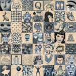 Indigo, azulejos piastrelle bianche e blu in stile moderno e rivisitato