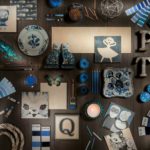 Indigo, azulejos piastrelle bianche e blu in stile moderno e rivisitato